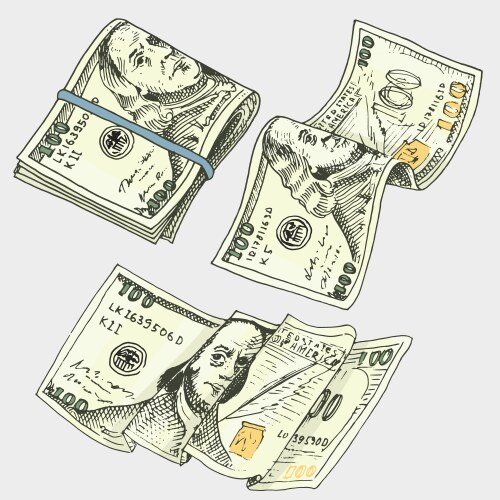 Banknotes currency cartoon Royalty Free Vector Image