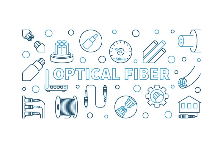 Fiber-optic communication outline colored Vector Image