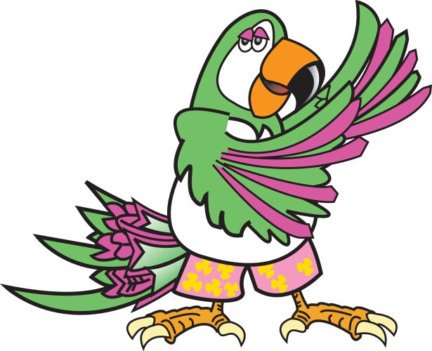 Parrot cartoon character mascot design Royalty Free Vector
