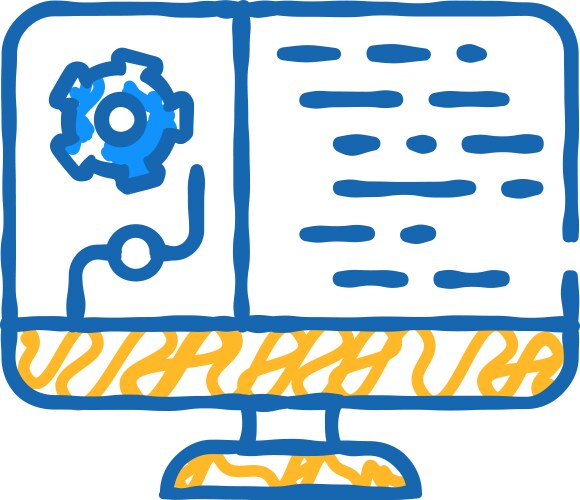 Erp working processing icon doodle Royalty Free Vector Image