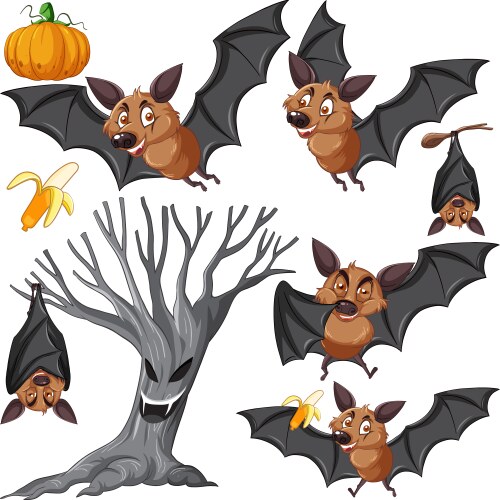 Cartoon bats collection set Royalty Free Vector Image