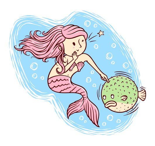 Cute cartoon mermaid Royalty Free Vector Image