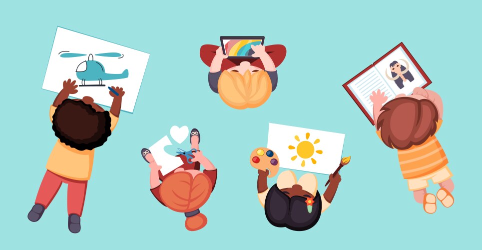 Kids Top View Vector Images (over 3,300)