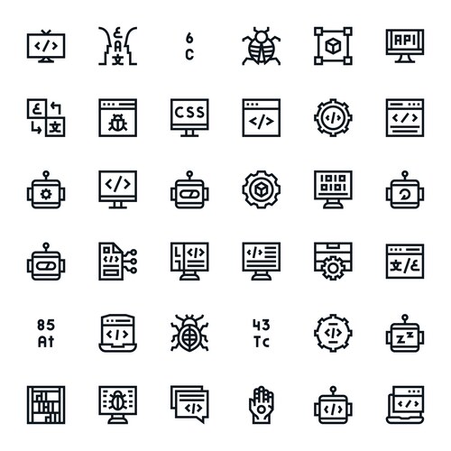 Programming Icon Set - 36 Bold Lines – Royalty-Free Vector | VectorStock