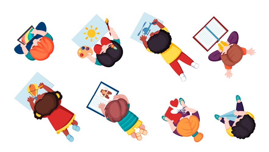 Kids Top View Vector Images (over 3,400)