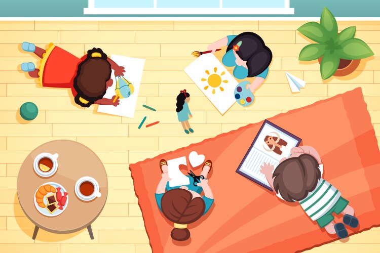 Kids Top View Vector Images (over 3,300)