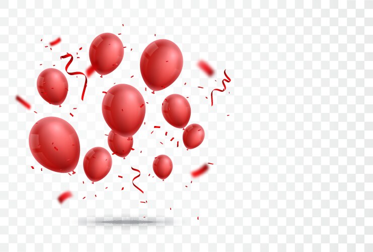 Celebration banner with red balloon and confetti Vector Image