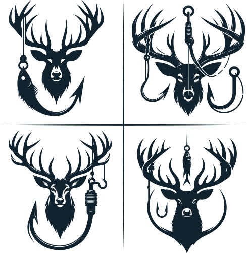 Deer hunting and fishing hook Royalty Free Vector Image