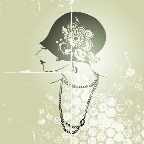 Flapper girl holding cocktail glass with splash Vector Image