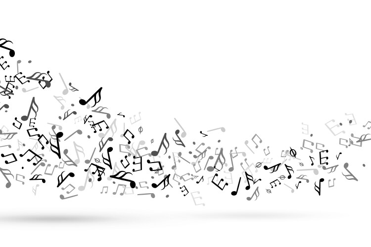 Music with falling notes on white Royalty Free Vector Image