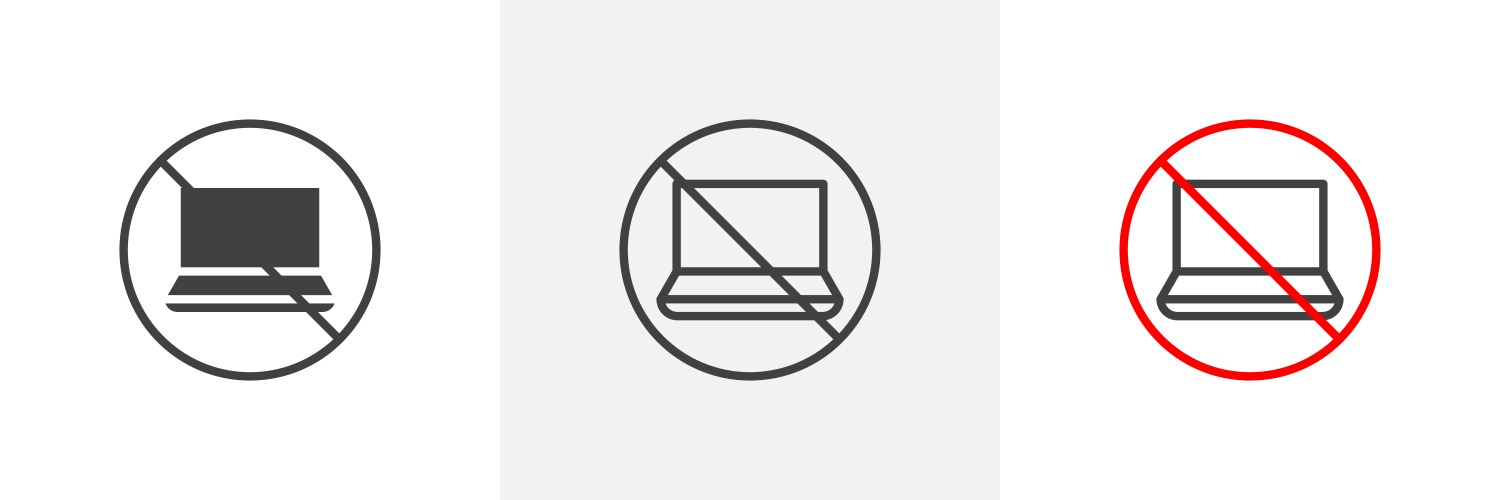 No laptop sign forbidden pc symbol Royalty Free Vector Image