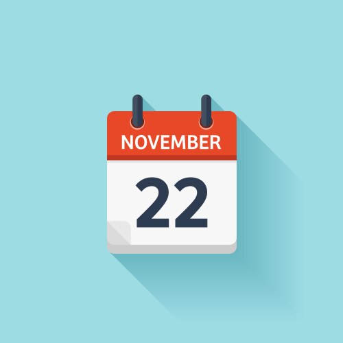 September 22 flat daily calendar icon Royalty Free Vector