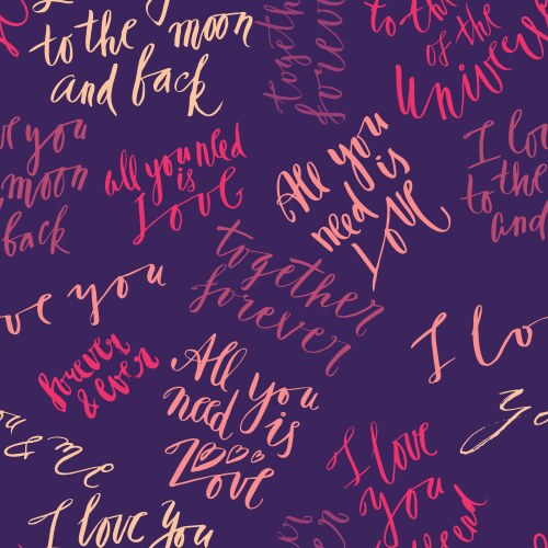 Repeating word love in different fonts seamless Vector Image