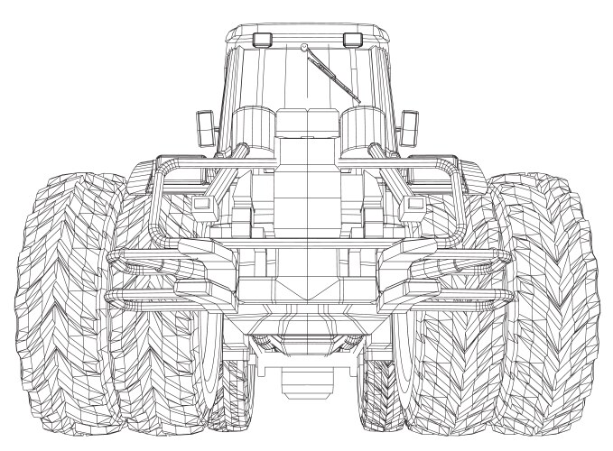 Agricultural tractor tracing of 3d Royalty Free Vector Image