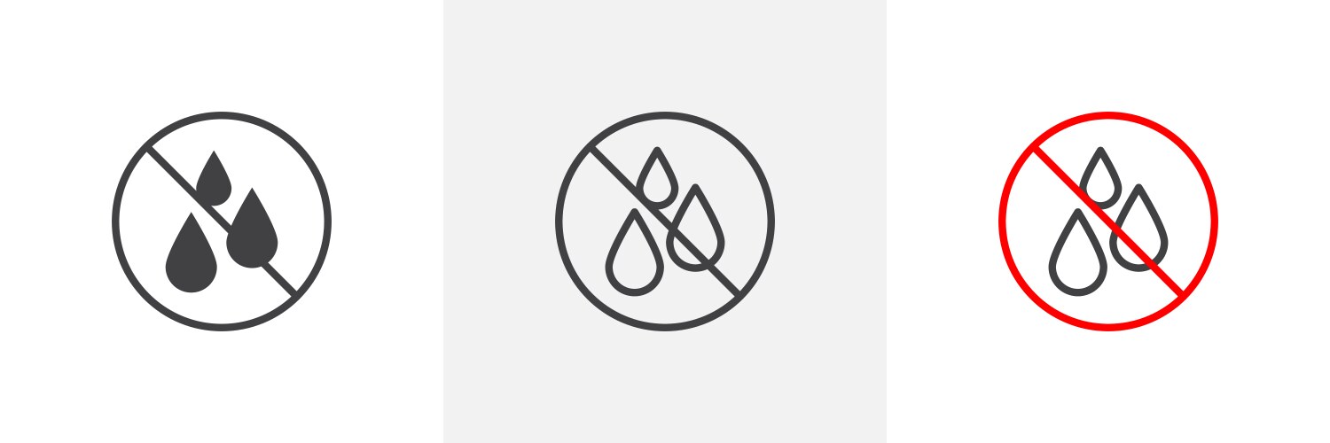 No leakage sign icon set caution against water Vector Image