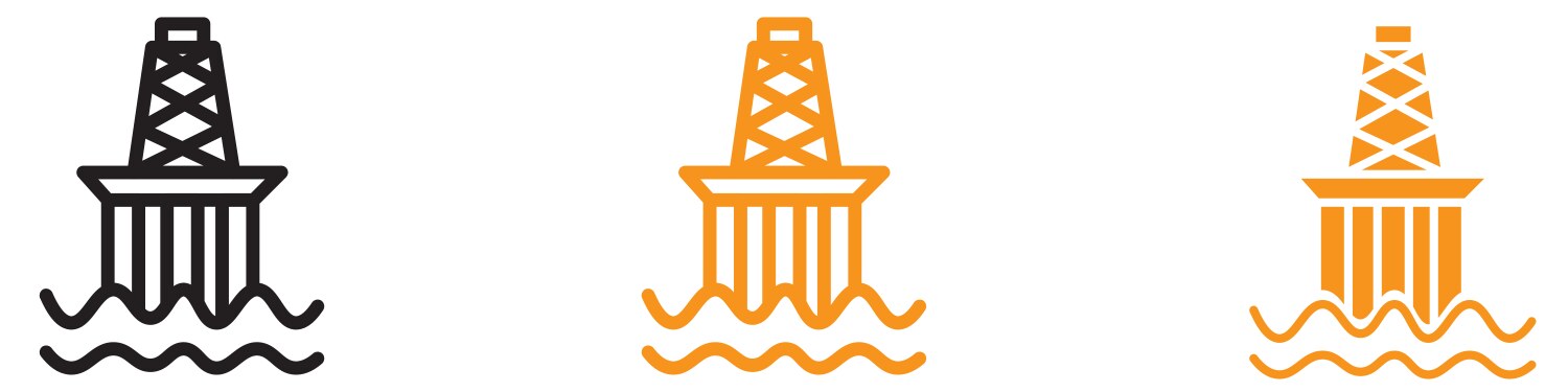 Oil platform icon black and white outline sign Vector Image