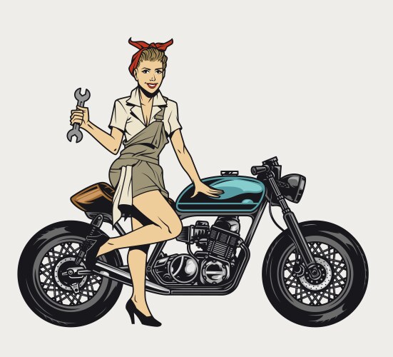 Pin Up Motorcycle Girl Vector Images (52)