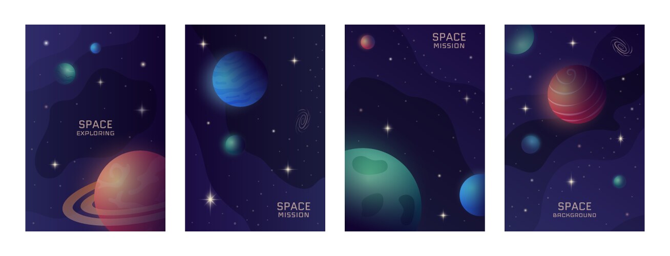 Space posters galaxy exploration astronaut Vector Image