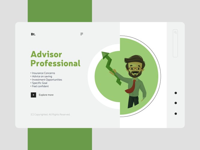 Landing page design of advisor professional Vector Image