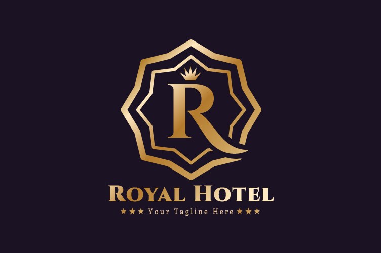 Luxury king r letter gold logo golden classic Vector Image