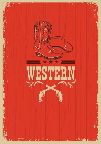 Cowboy boots and western hat sketch on red Vector Image
