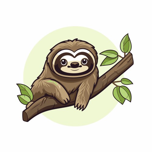 Cute cartoon sloth sitting on a branch Royalty Free Vector