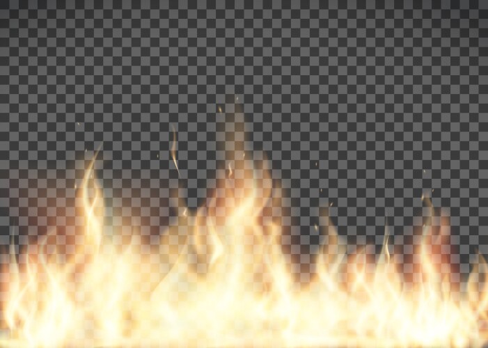 Realistic metal torch with burning flame isolated Vector Image