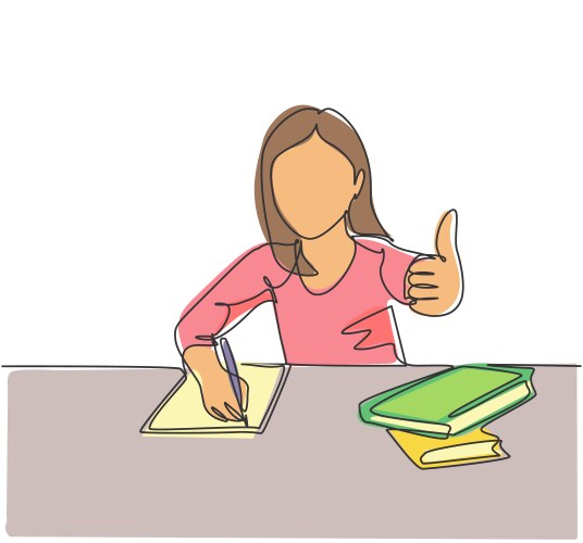 Education concept one line drawing young happy Vector Image