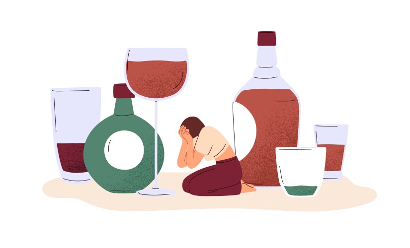 Help Overcome Alcohol Addiction Abuse Alcoholism Vector Image