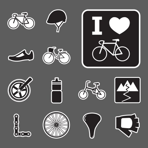 Bike logos cycle linear colorful icon set Vector Image