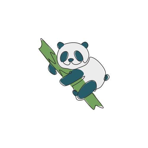 One single line drawing cute panda for company Vector Image