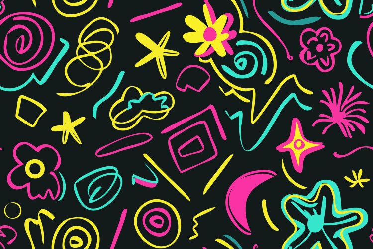 Fun shapes children seamless pattern flower Vector Image