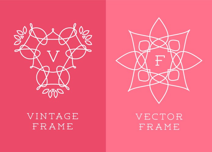 Set of outline emblems and badges Royalty Free Vector Image