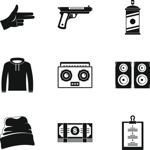 Rap icon set simple style Royalty Free Vector Image