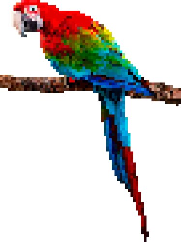 Bird pixel art parrot isolated Royalty Free Vector Image