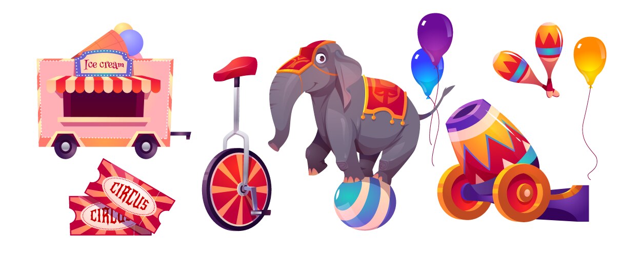 Amusing circus animal performing trick and stunt Vector Image
