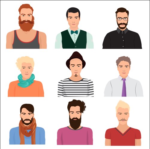 Male avatars set Royalty Free Vector Image - VectorStock