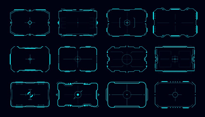 Hud frame futuristic game target borders sci-fi Vector Image