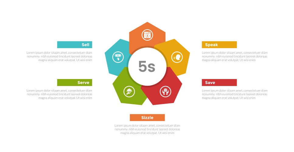 5s model marketing infographics template diagram Vector Image