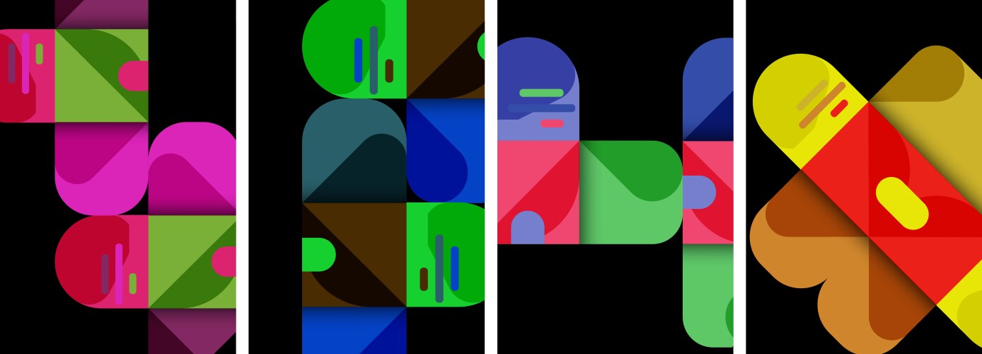 Geometric colorful poster backgrounds with squares