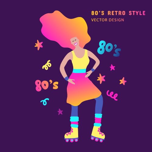 80s retro party clipart Royalty Free Vector Image
