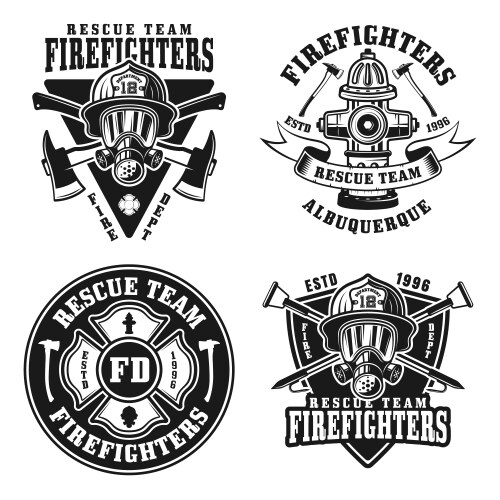 Set of fire department emblems and badges Vector Image