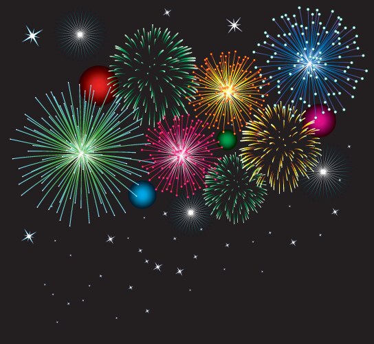 Fireworks and people Royalty Free Vector Image
