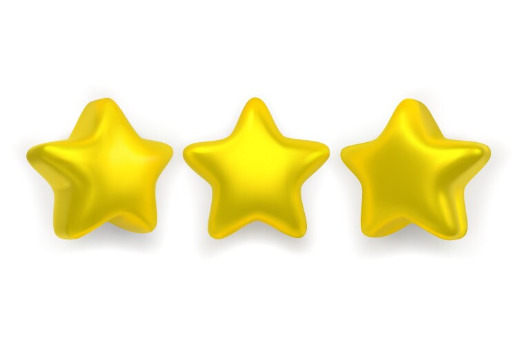 Three realistic shiny lucky stars isolated Vector Image