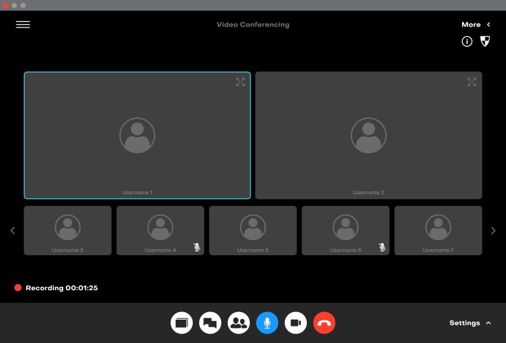 Video call template meeting app flat ui Royalty Free Vector