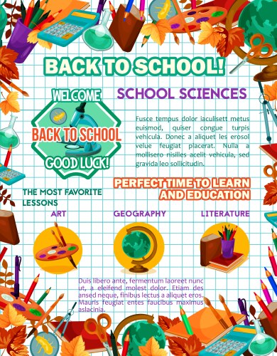 Back to school wallpaper with student Royalty Free Vector