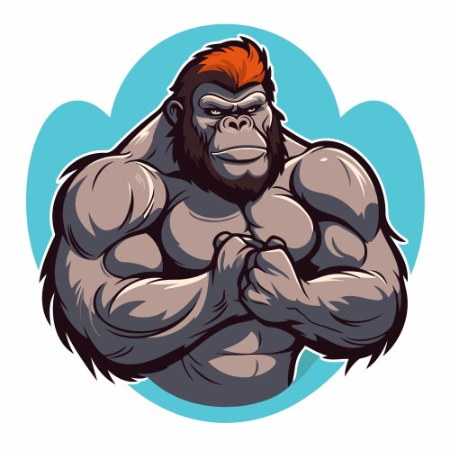 A strong gorilla flexing his muscles and biceps Vector Image