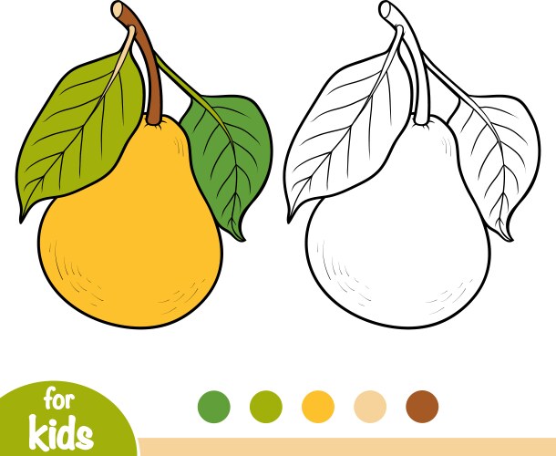 Pear - painting page color numbers worksheet Vector Image