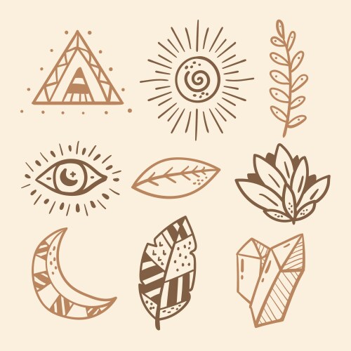 Hand drawn boho elements collection Royalty Free Vector