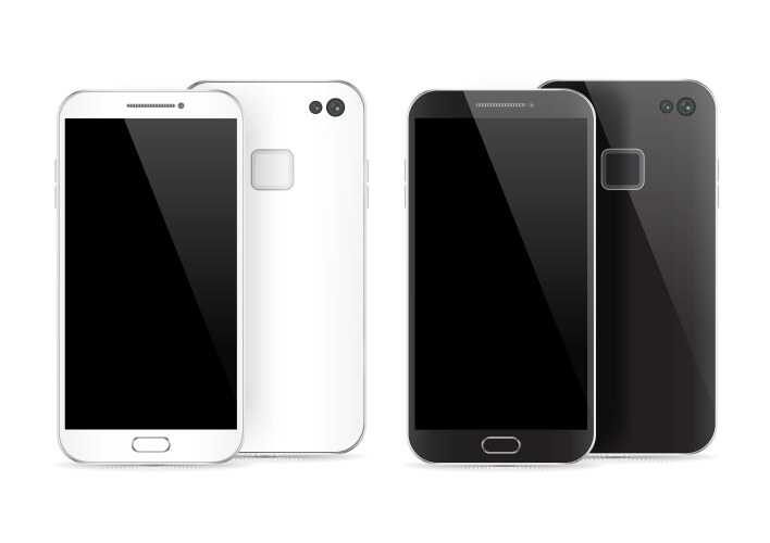 Black smartphone mockup isolated on white Vector Image